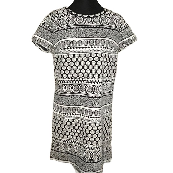 LOFT | Dresses | Loft Shift Dress Black White Geometric Size M | Poshmark